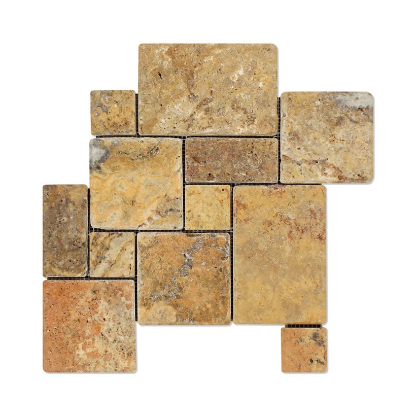 Gold Mini French Pattern Travertine Mosaic – LW Stone