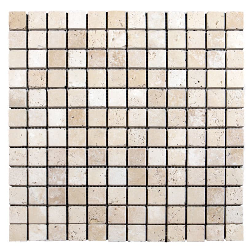 Ivory 1″x1″ Travertine Mosaic – LW Stone