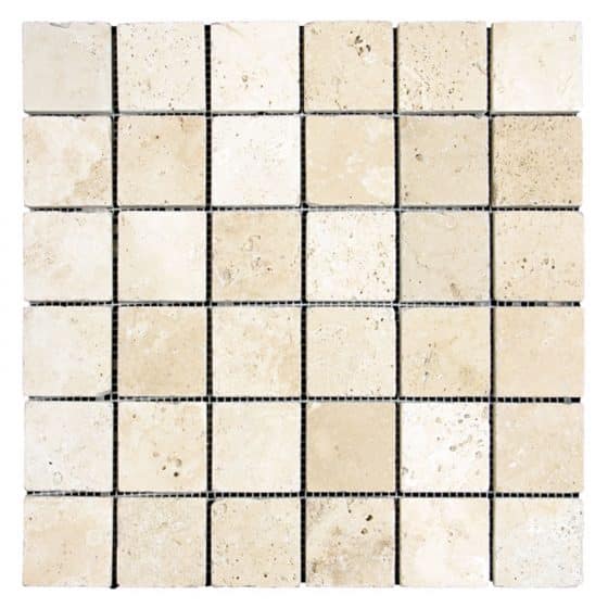 Ivory 2″x2″ Travertine Mosaic – LW Stone