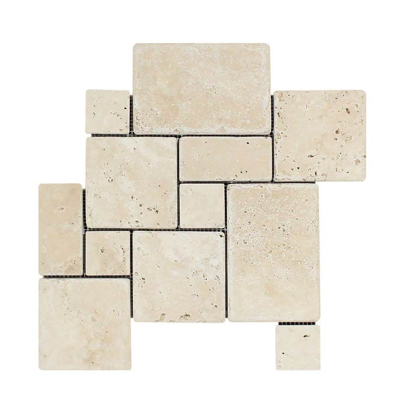 Ivory Mini French Pattern Travertine Mosaic – LW Stone