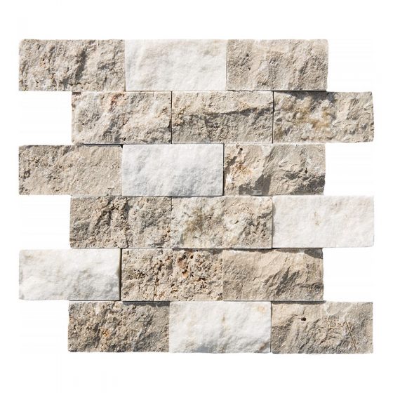 Silver Ice Mix 2″x4″ Splitface Ledger – LW Stone