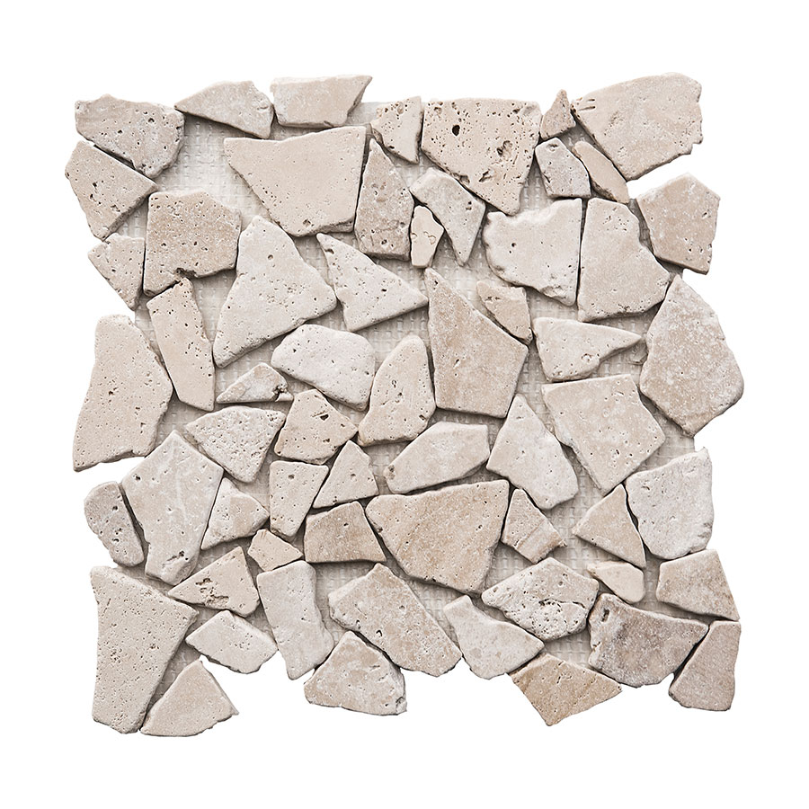 Ivory Pebble Travertine Mosaic – LW Stone