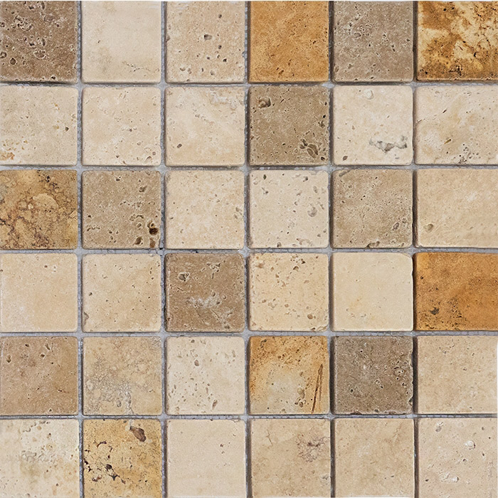Mix-Multi Color 2″x2″ Travertine Mosaic – LW Stone