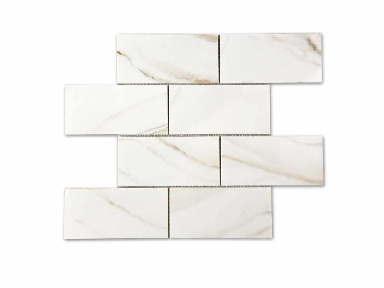 Calacatta Gold Subway Glass Mosaic – LW Stone
